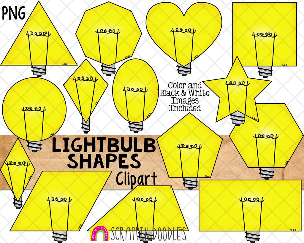Light Bulb Shapes ClipArt - Commercial Use 2D Shape Clip Art - Earth D ...