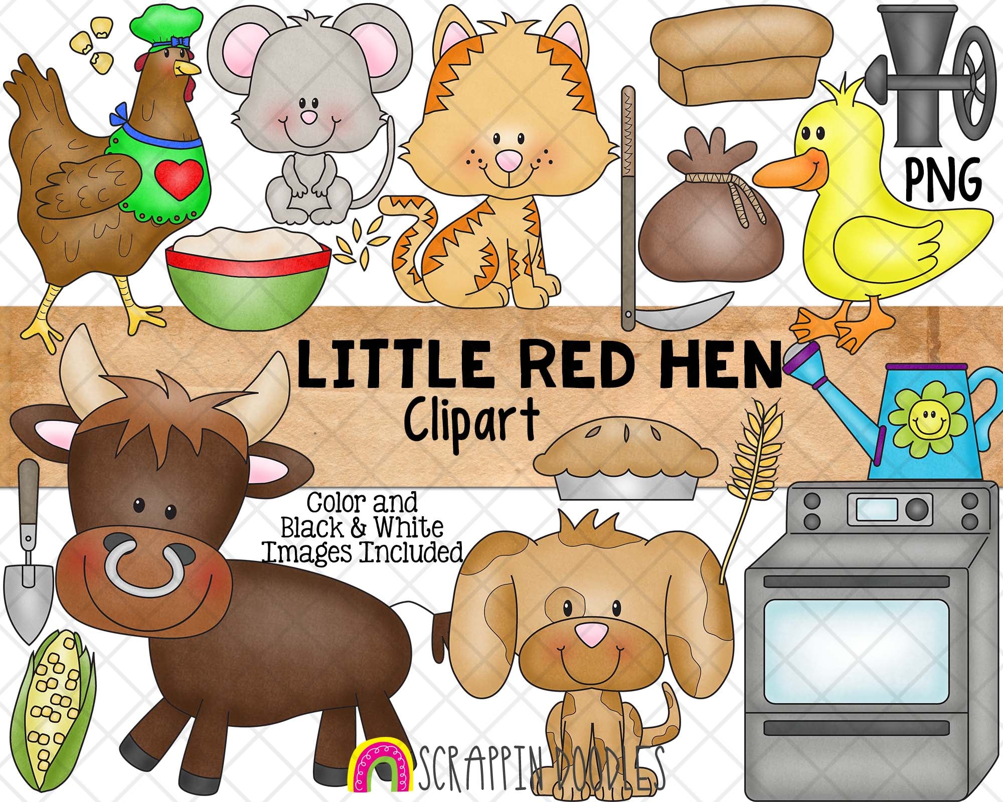 The Little Red Hen Characters Clipart