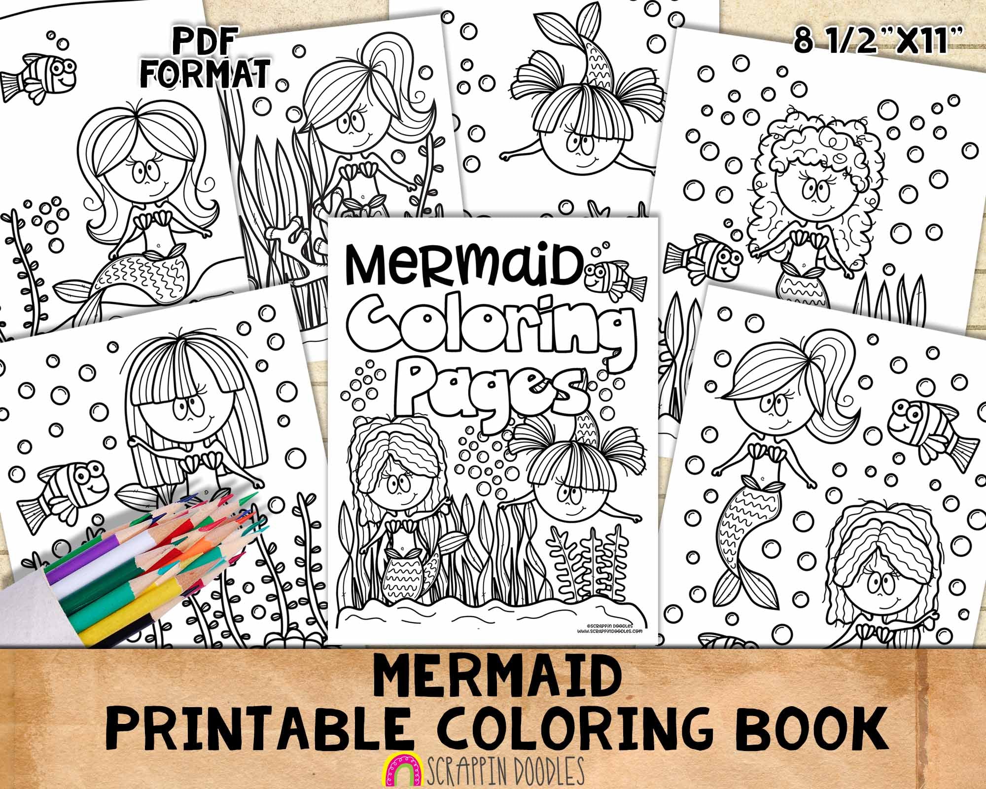 Mermaid Coloring Book - Mermaid Coloring Pages - Printable PDF ...