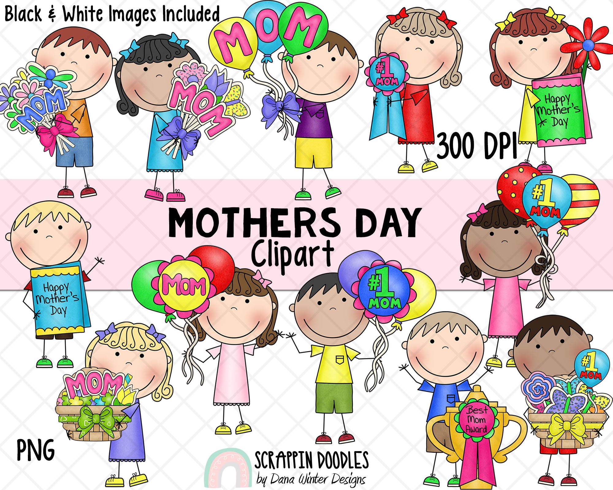 Happy Mothers Day Clipart Black And White