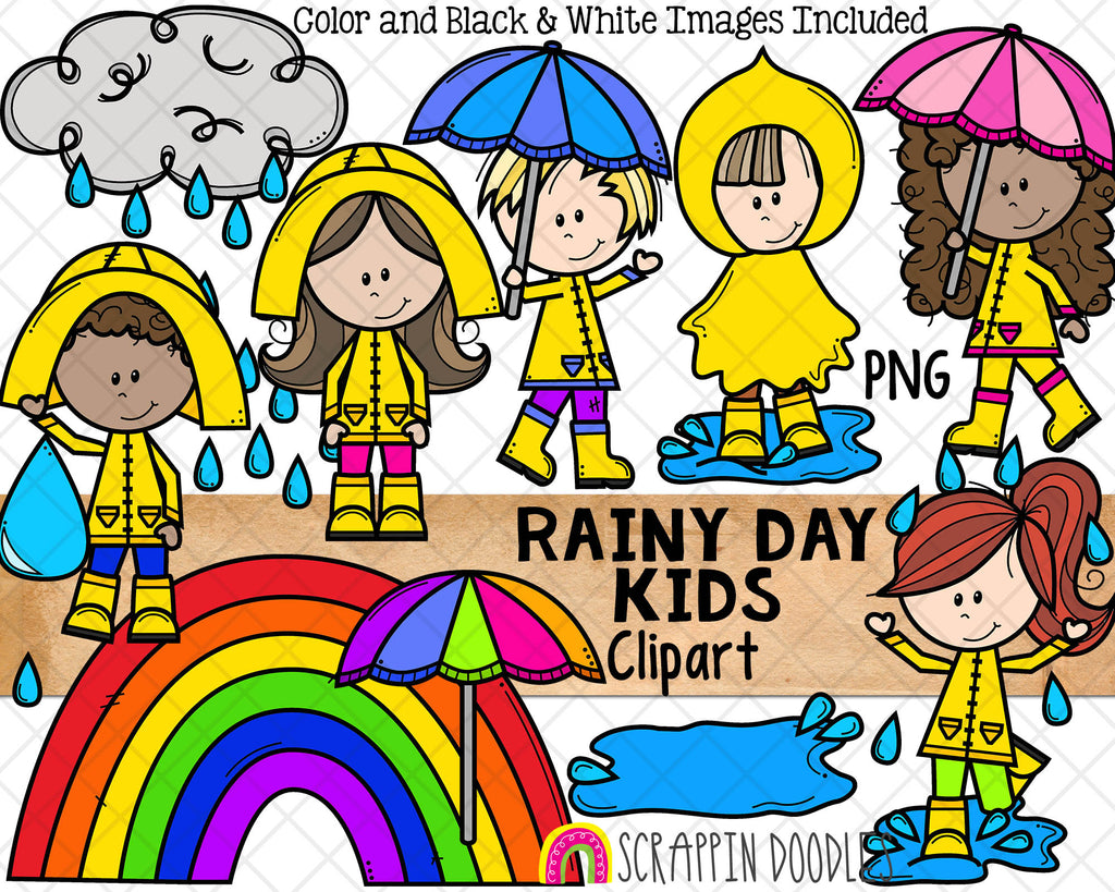 Rain ClipArt - Rainy Day Kids Clip Art - Commercial Use PNG – Scrappin ...