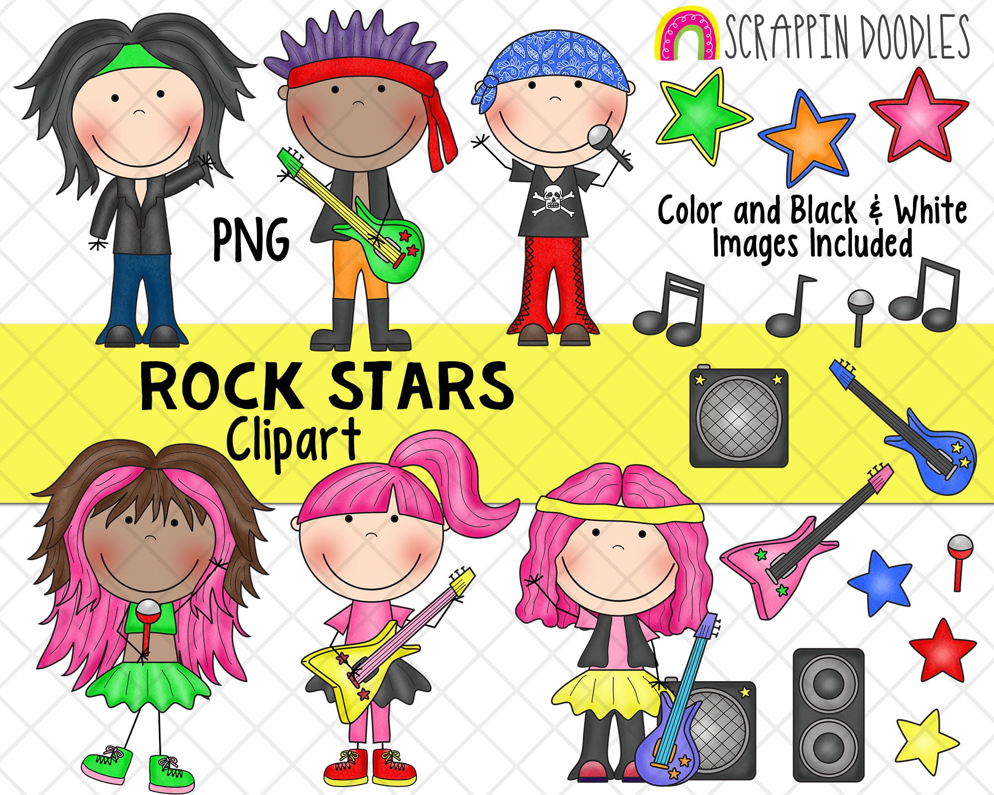 Rock Star ClipArt - Musician Clipart - Rock Band Clipart - Guitar Clip ...