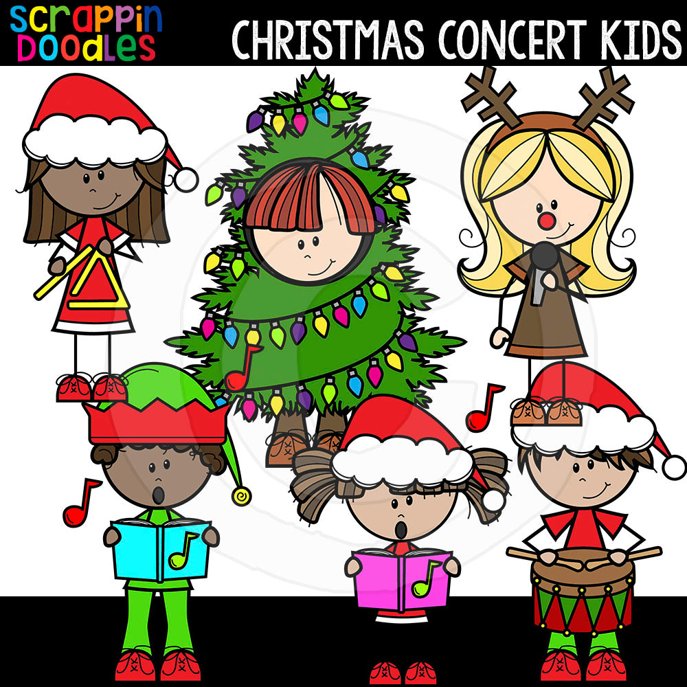 Playing Kids Clipart Black And White Christmas