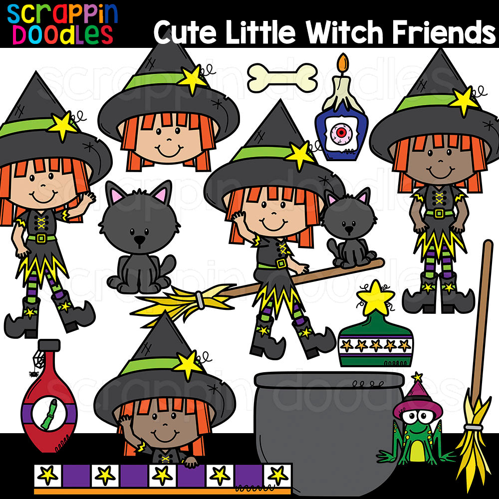 Cute Little Witch Clipart – Scrappin Doodles