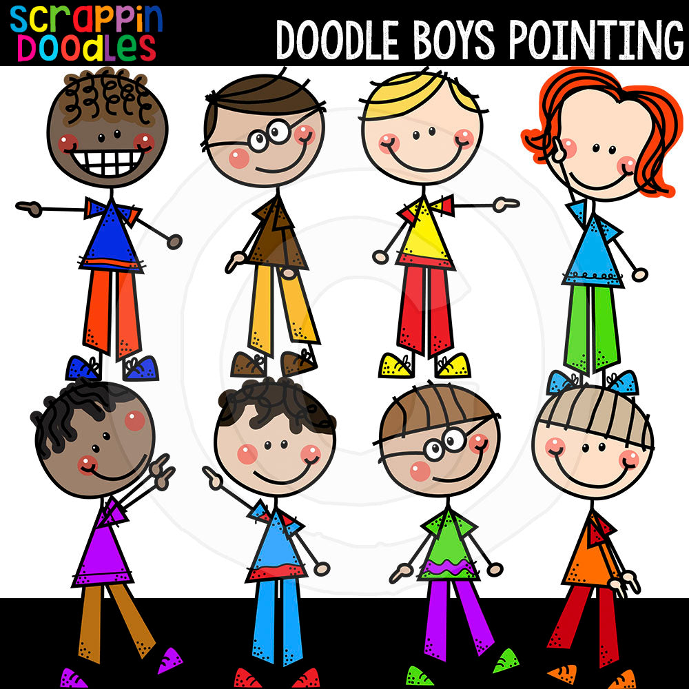 Doodle Boys - Kids Pointing Clip Art – Scrappin Doodles