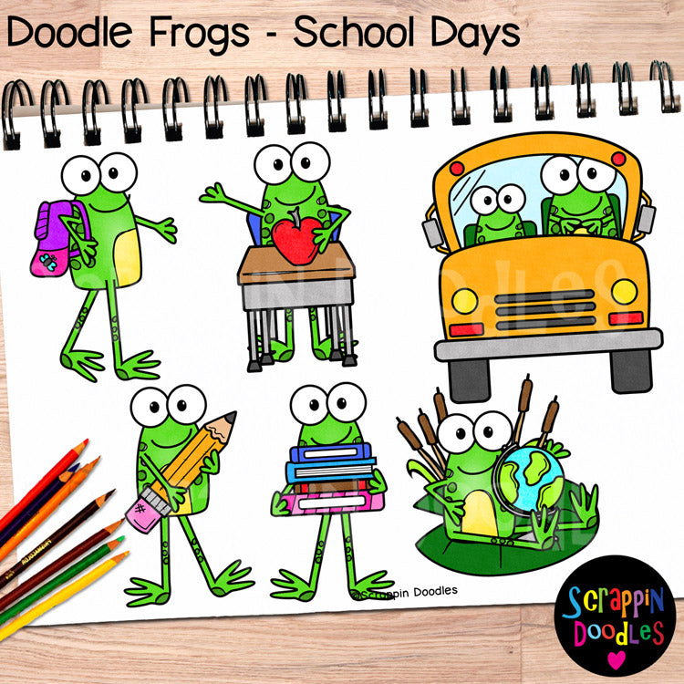 Frogs School Clipart