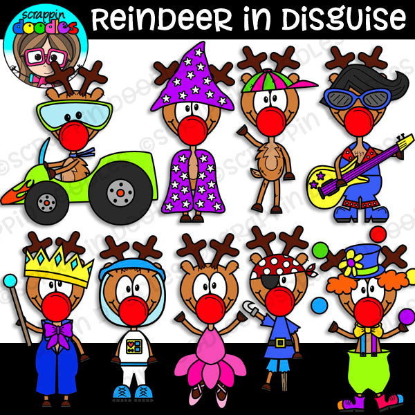 Reindeer In Disguise Clipart – Scrappin Doodles