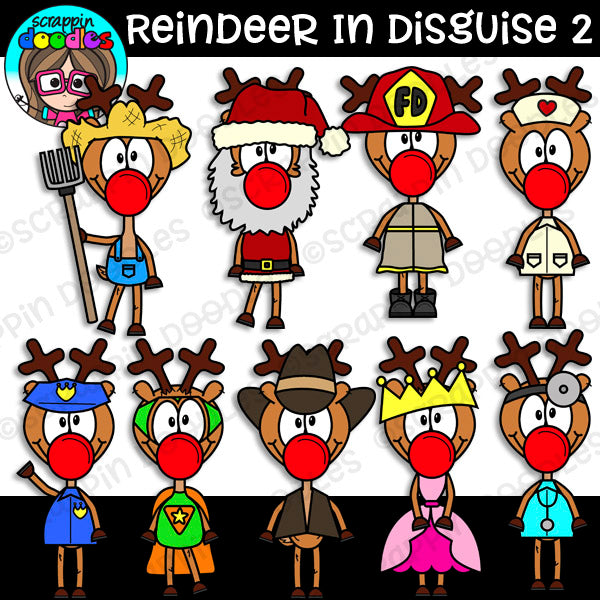 Reindeer In Disguise 2 Clipart – Scrappin Doodles