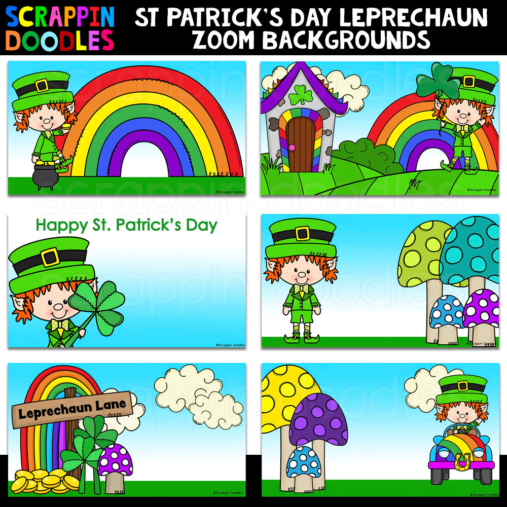 St Patrick's Day Leprechaun Zoom Backgrounds – Scrappin Doodles
