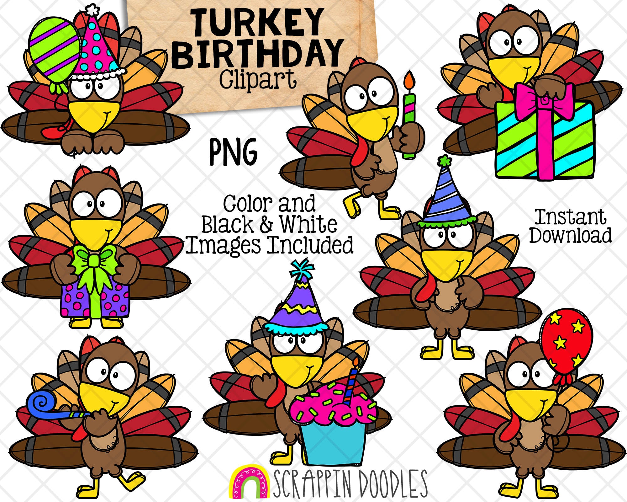 Turkey ClipArt - Birthday Party Clipart - Party Turkey PNG Commercial ...