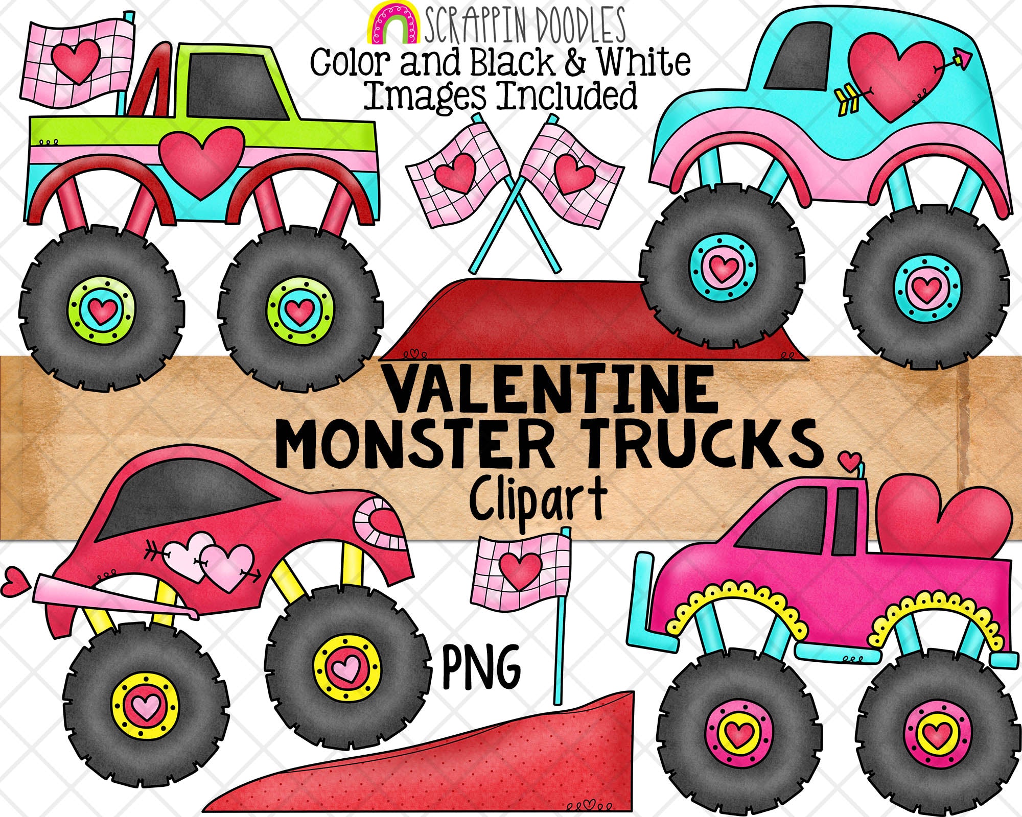 Valentine's Day Monster Trucks ClipArt - Monster Truck Clip Art - Vale ...