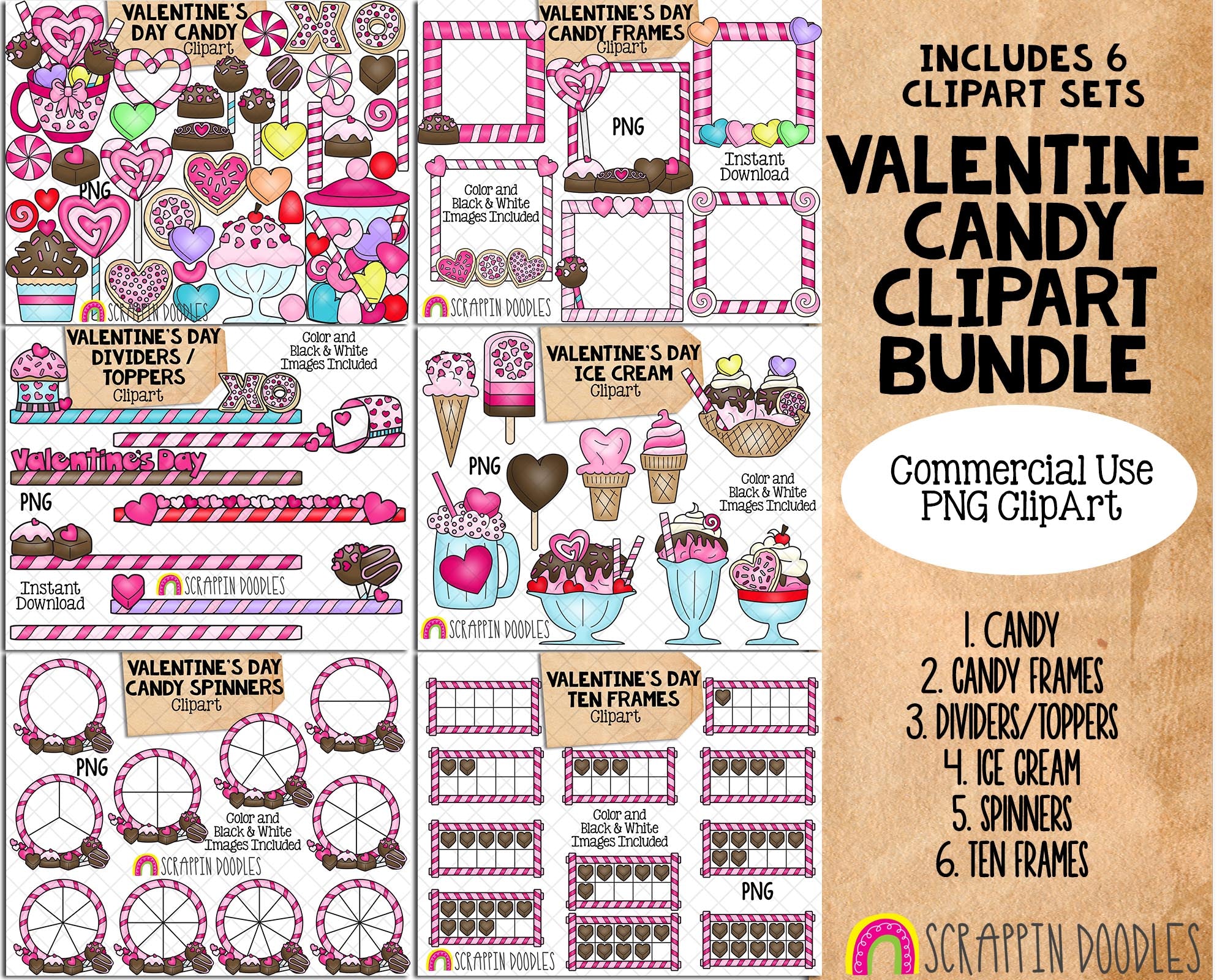 Valentine's Day Candy ClipArt Bundle - Commercial Use PNG – Scrappin ...