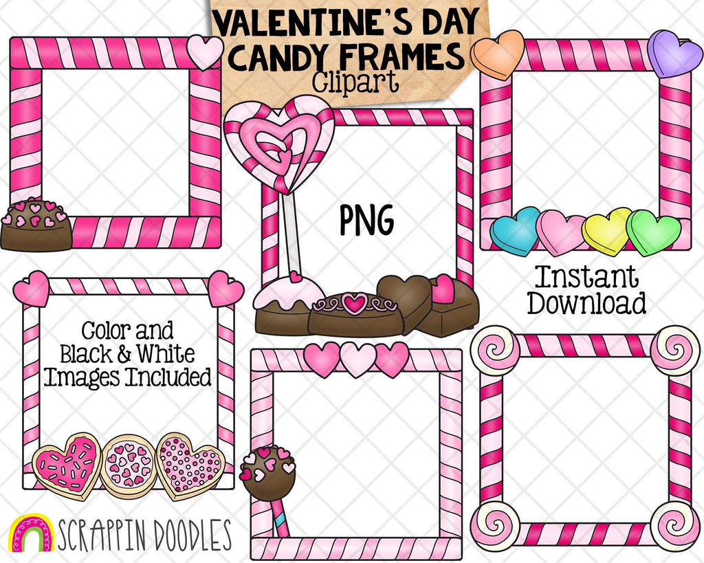 Valentine's Day Candy Frames ClipArt - Commercial Use PNG – Scrappin ...