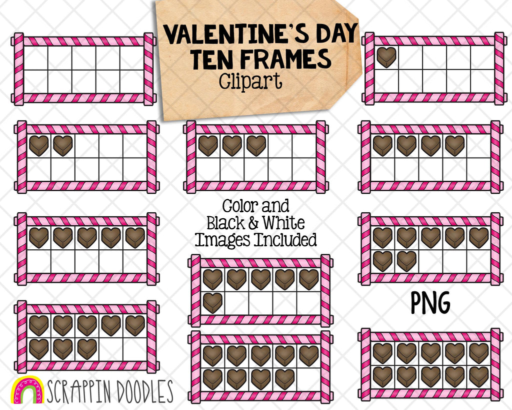 Valentines Day Candy Ten Frames ClipArt - Commercial Use PNG – Scrappin ...