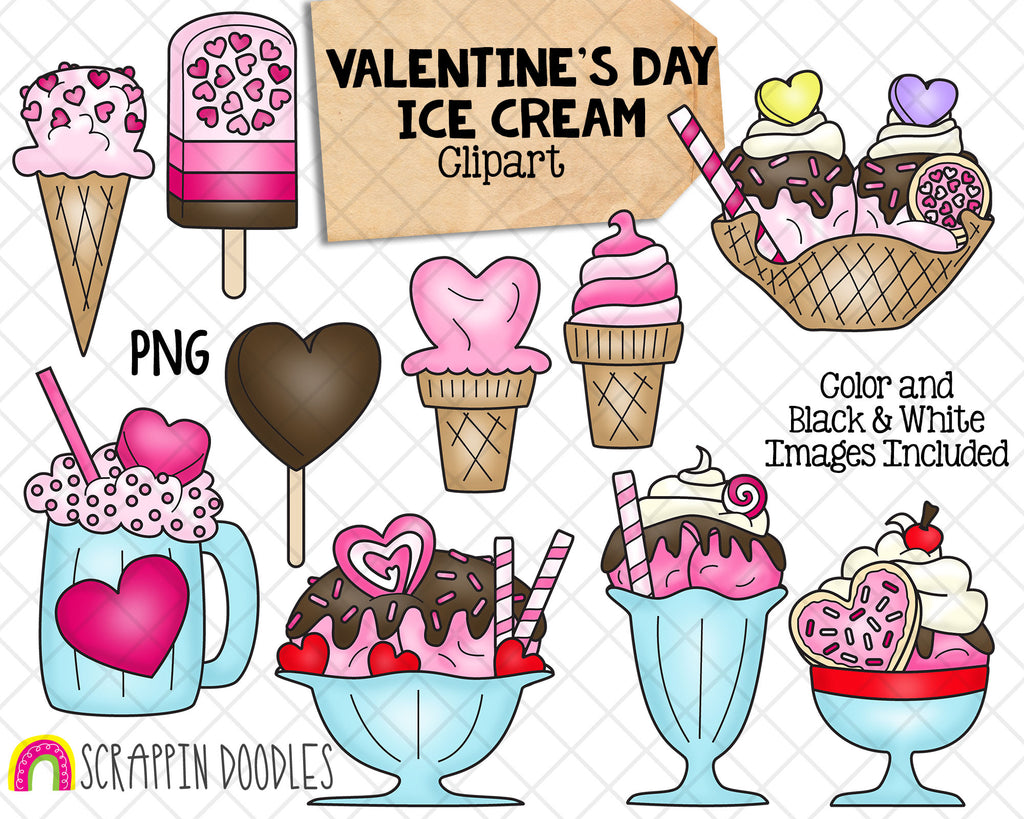Valentines Day Ice Cream ClipArt - Valentine Candy - Commercial Use PN ...
