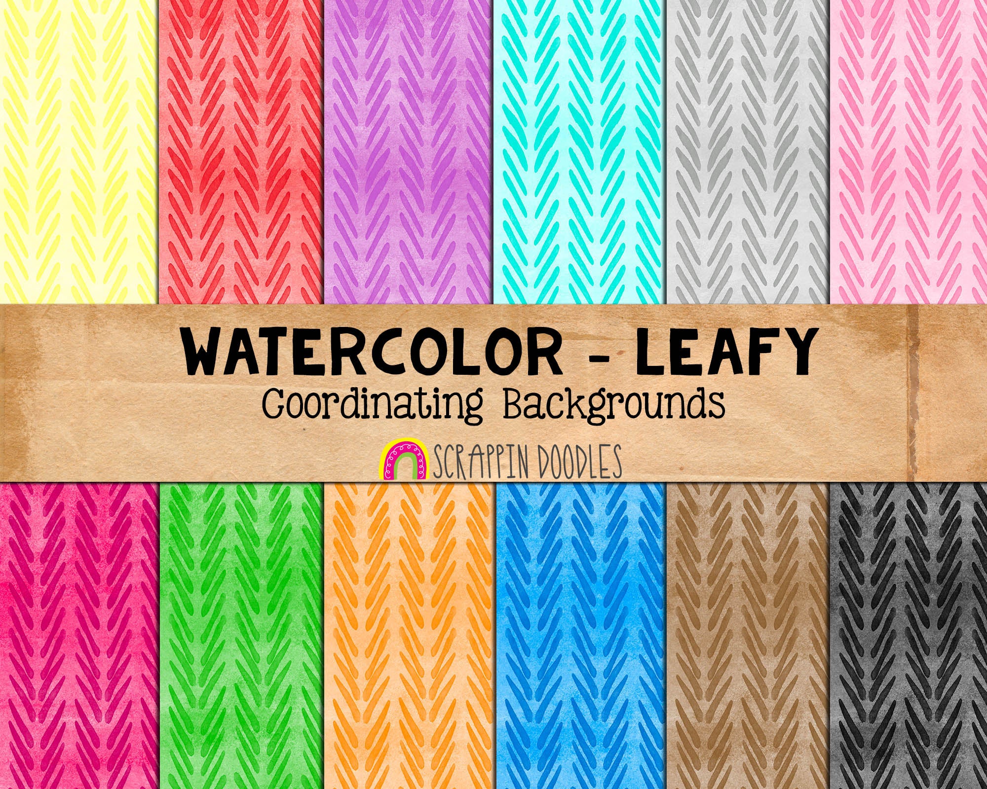 Watercolor Leafy Backgrounds - Digital Papers - Hand Painted Patterns ...