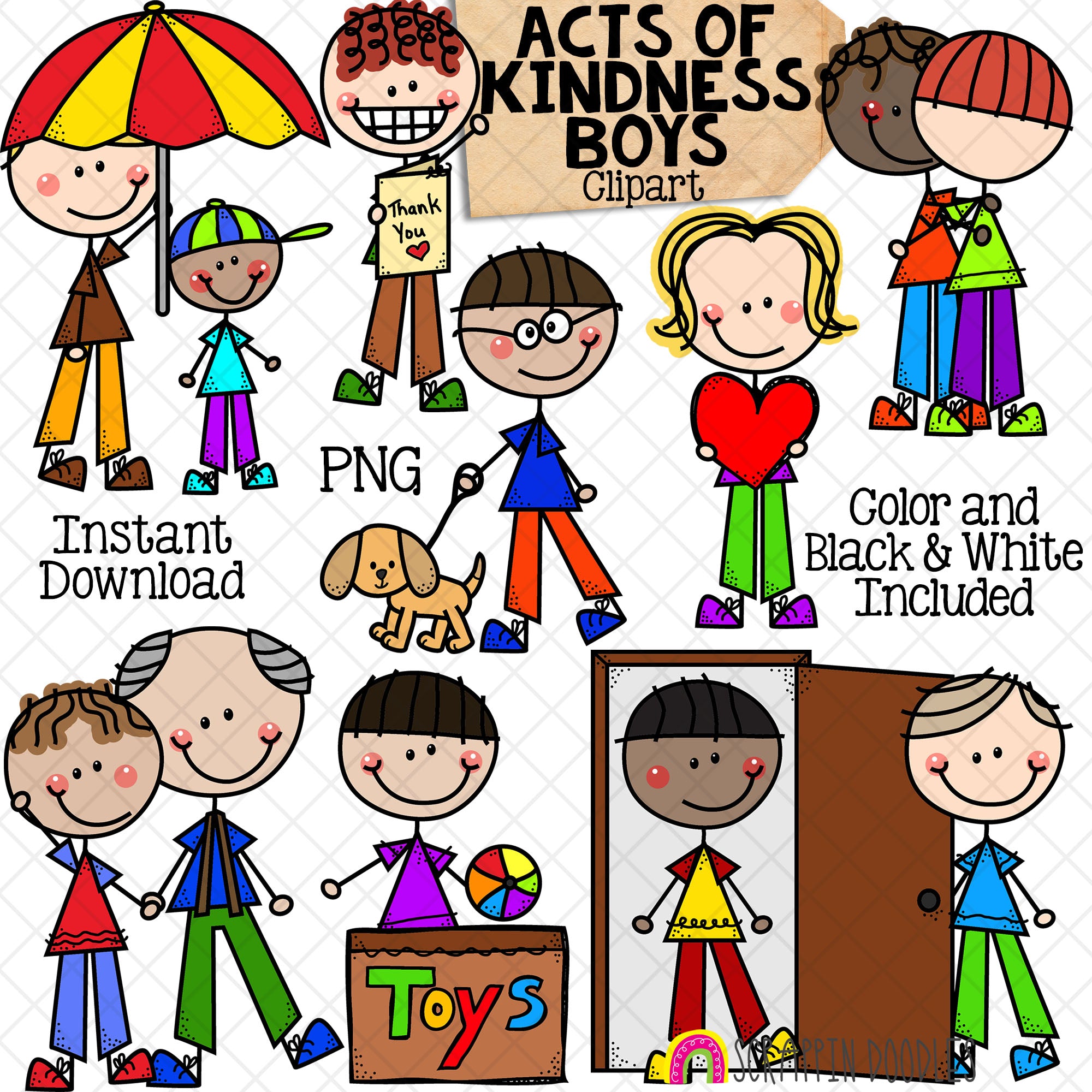 Kids Showing Kindness Clipart