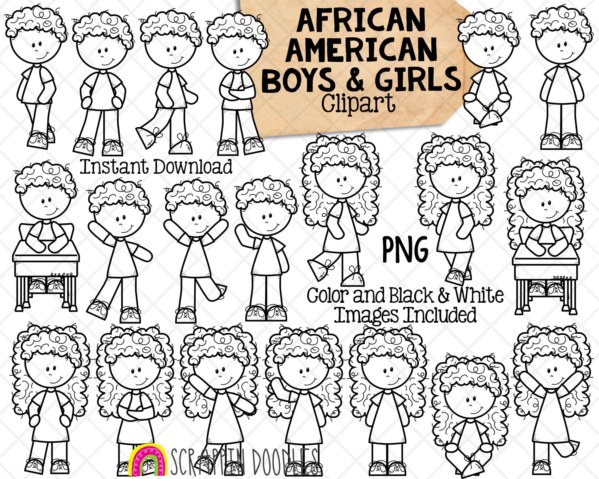 MultiCultural Kids ClipArt Bundle - Children Posing Graphics – Scrappin ...