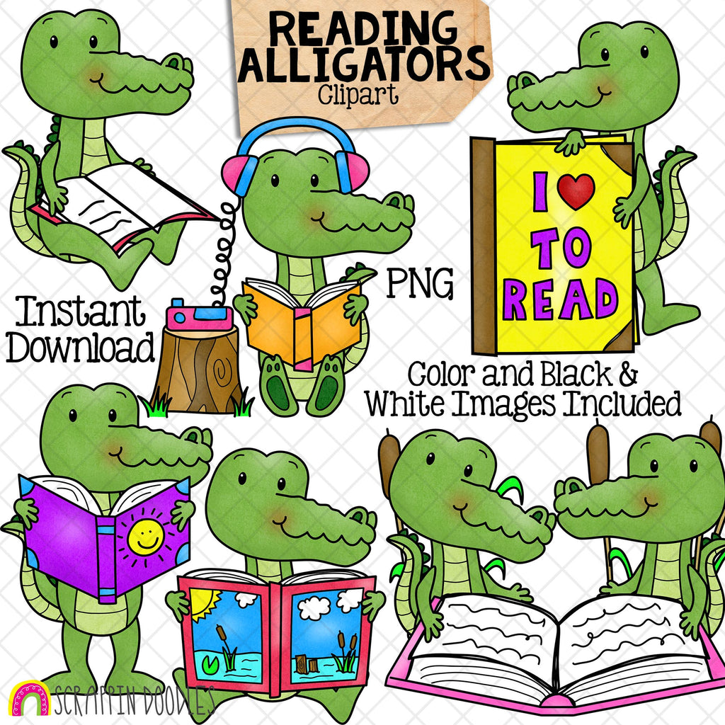 Alligator ClipArt - Alligators Reading Books Graphics - School ...