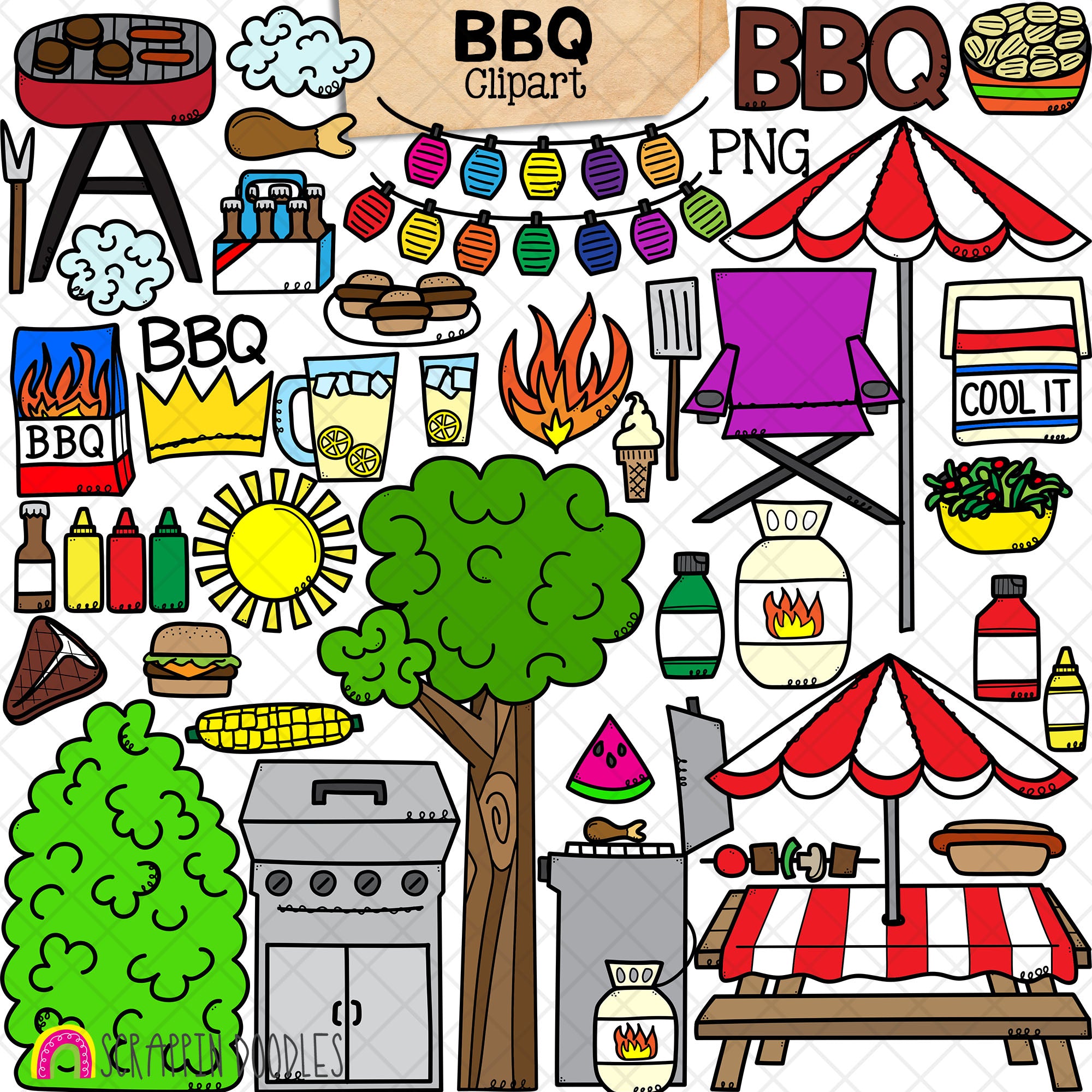 BBQ ClipArt -Barbecue Clipart - Picnic Clipart - Backyard Cookout ...