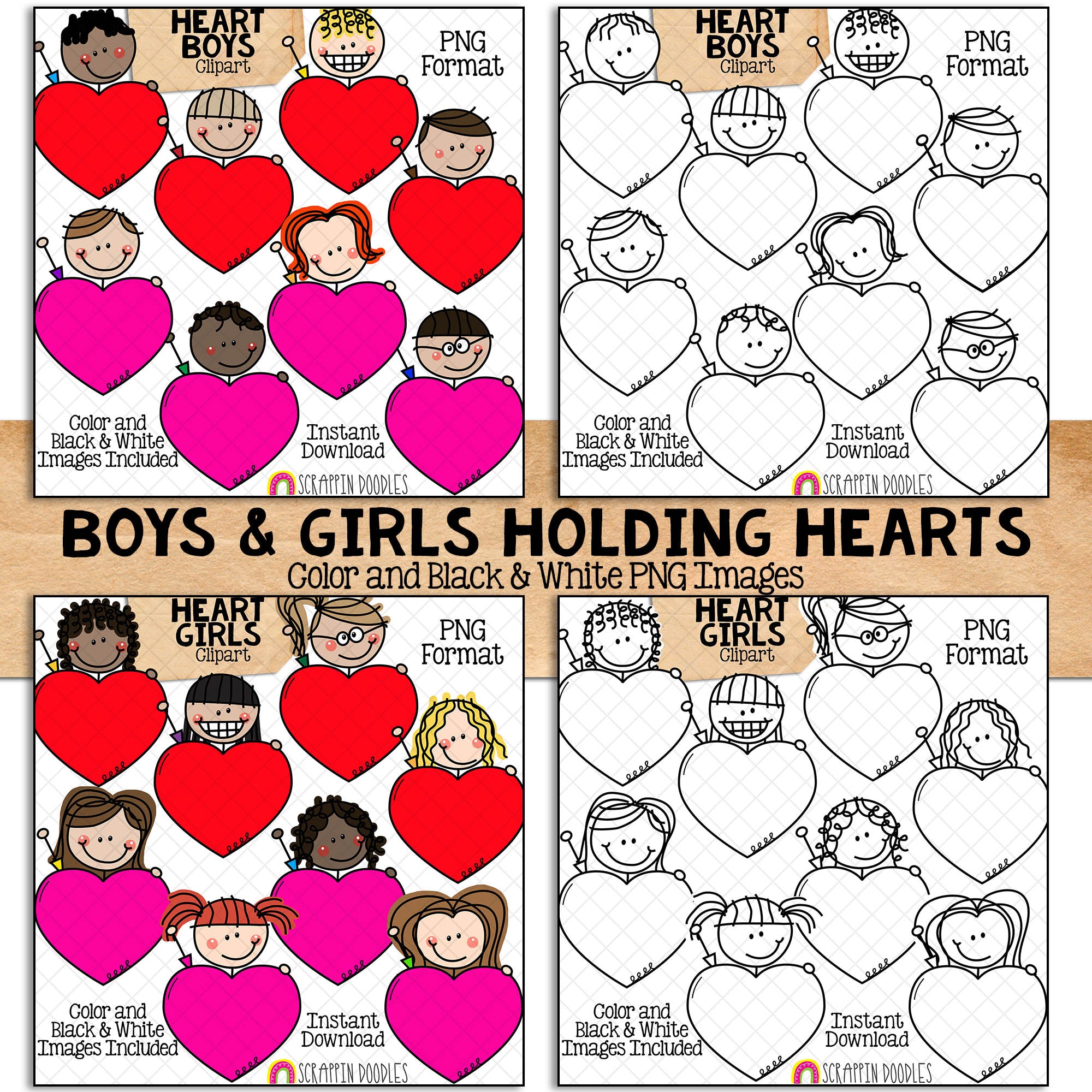 Doodle Kids Clipart Bundle 3 - Doodle Boy and Girl Bundle 3 – Scrappin ...