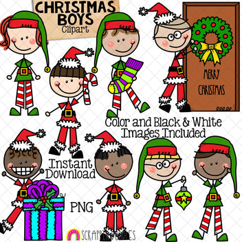 Christmas Clipart - Doodle Boys Christmas Time - Santa Claus Dress Up ...