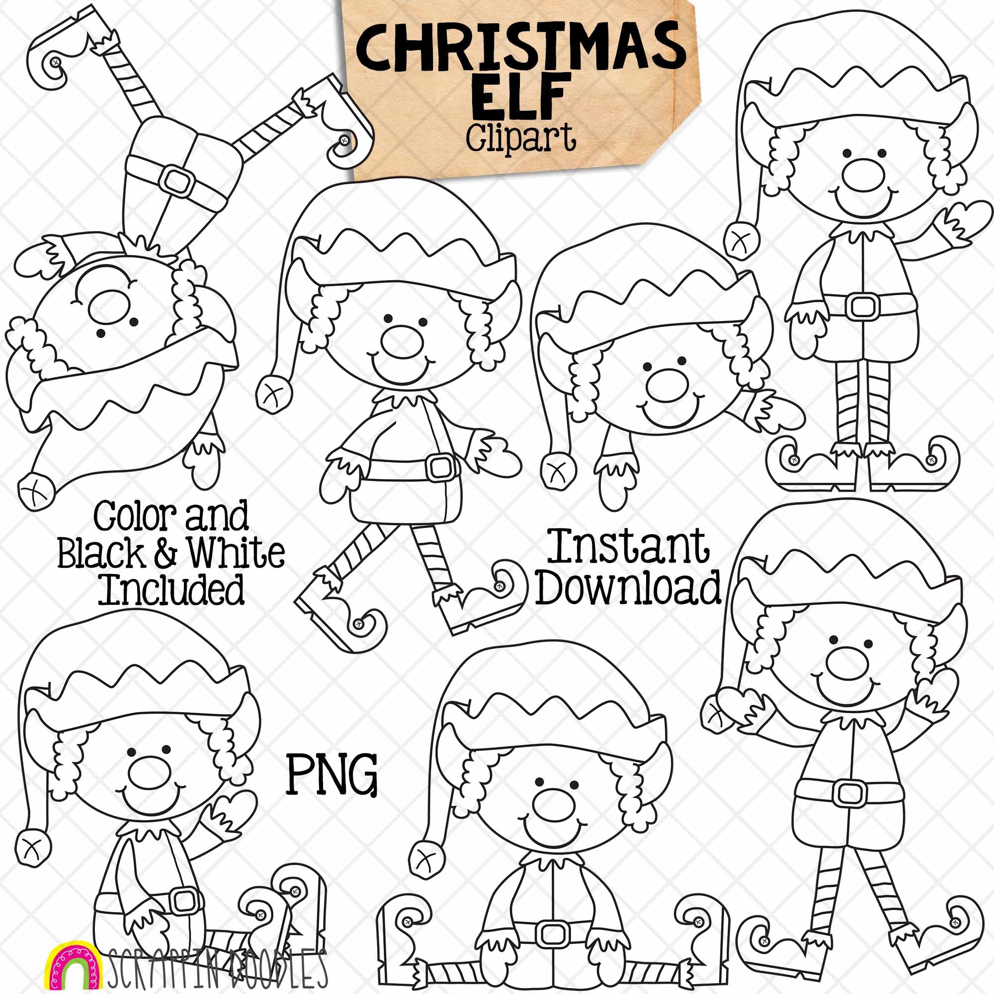 Elf Clip Art - Christmas Elves Posing - Standing - Sitting - Walking ...