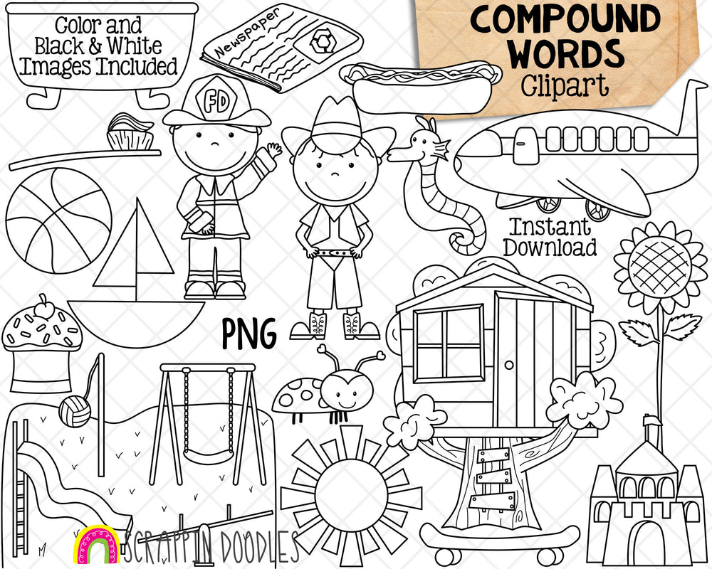 Compound Words ClipArt - Commercial Use PNG Sublimation – Scrappin Doodles