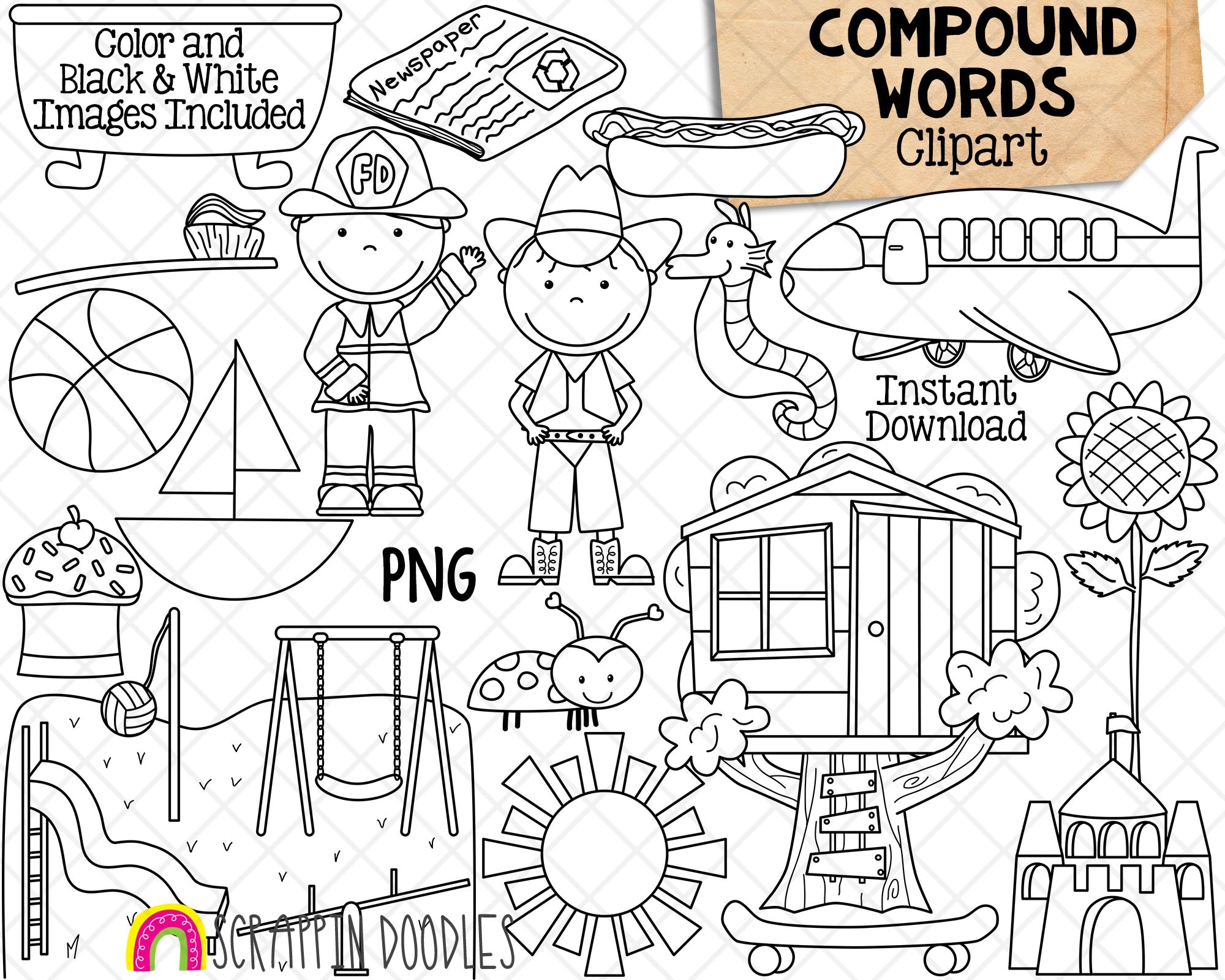 Compound Words ClipArt - Commercial Use PNG Sublimation – Scrappin Doodles