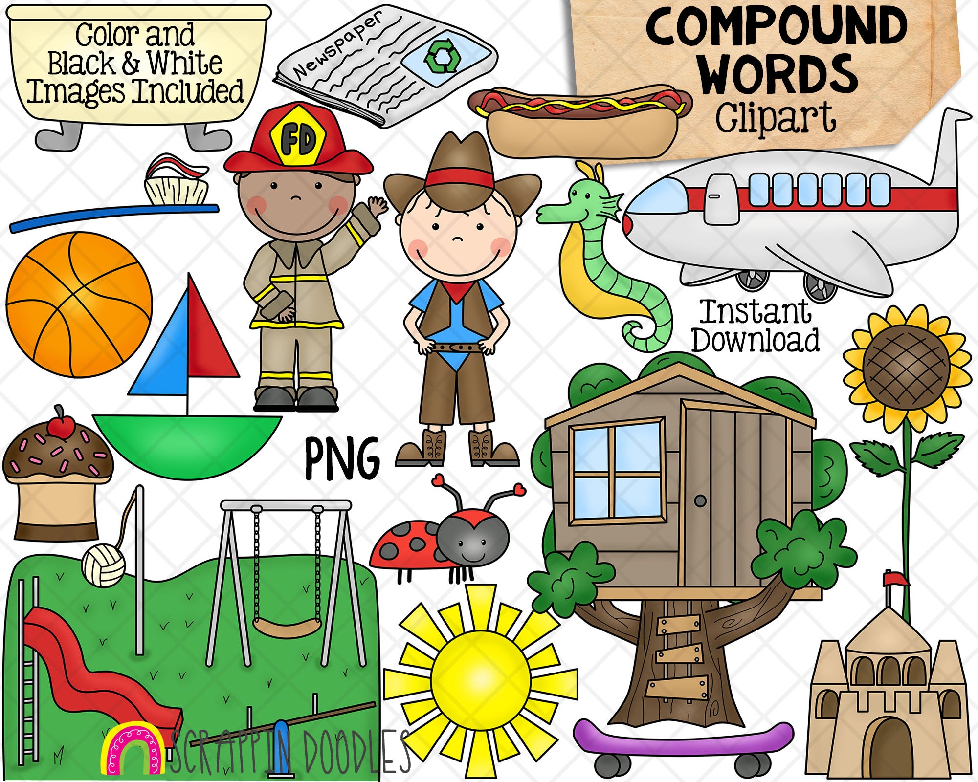Compound Words ClipArt - Commercial Use PNG Sublimation – Scrappin Doodles