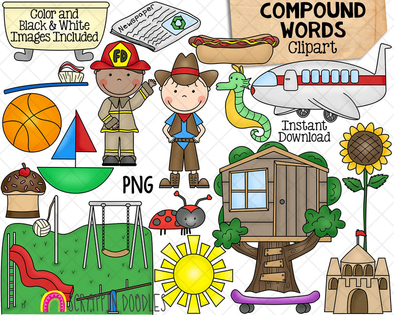 Compound Words ClipArt - Commercial Use PNG Sublimation – Scrappin Doodles