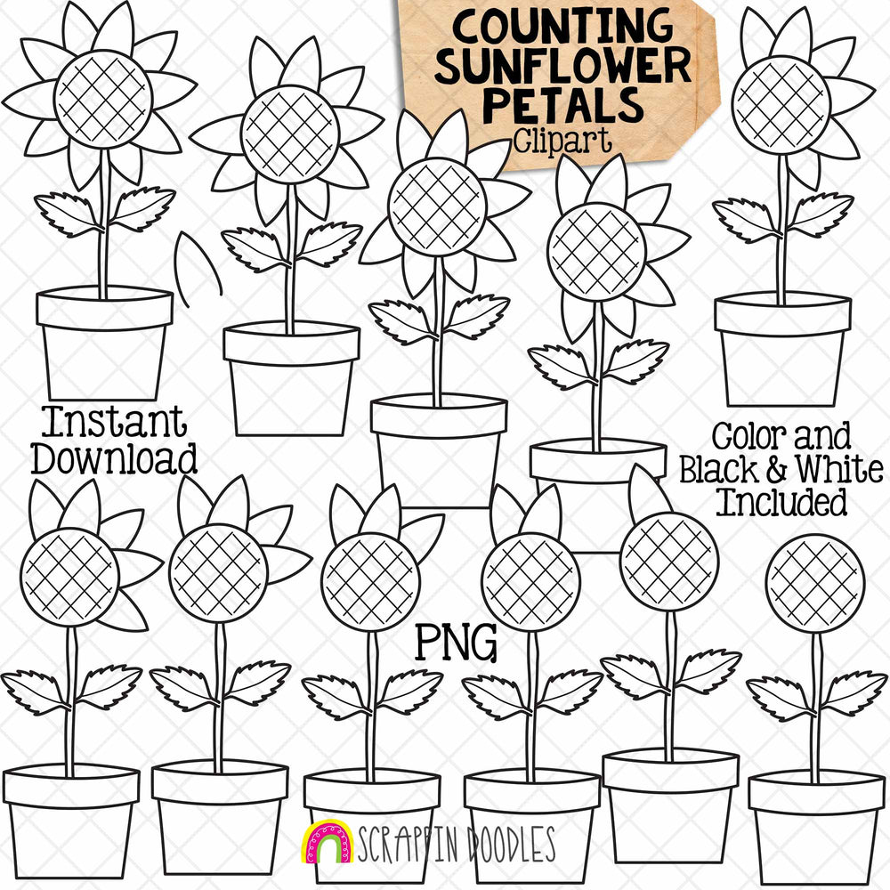 Counting Sunflowers ClipArt - Autumn Sunflower Petal Counting - Season ...