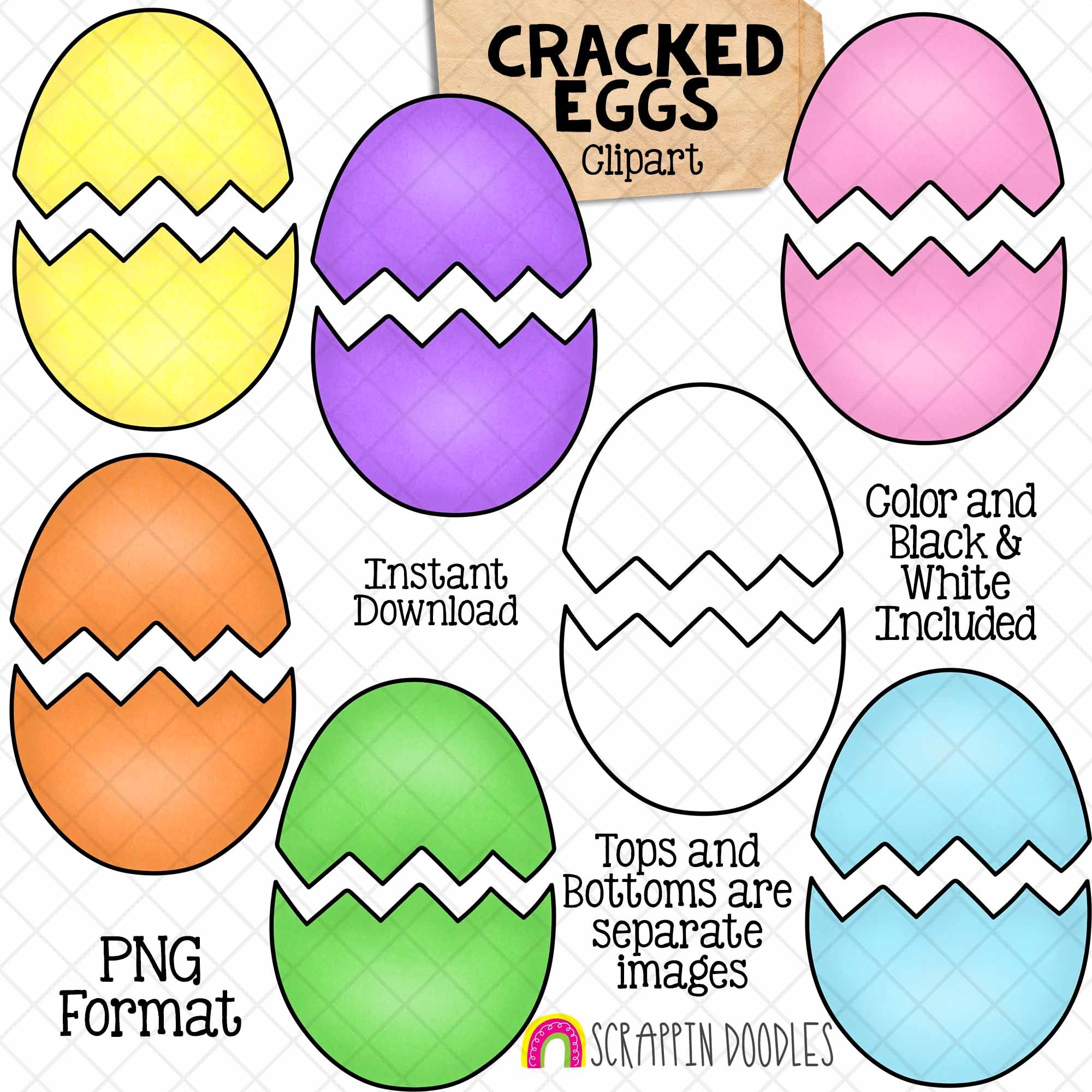 Cracked Eggs ClipArt - Egg Top and Bottom - Easter Eggs Cracked in Hal ...