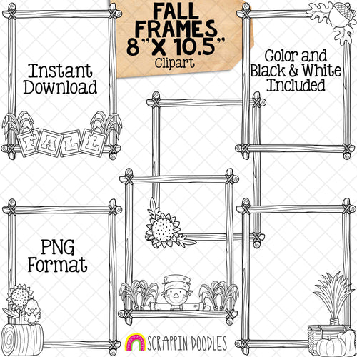 Full Page Fall Frames ClipArt - Autumn Borders - Wood Log Frame - Scar ...