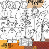 Fabulous Fall Clip Art - Autumn - Scarecrow - Pumpkin - Sunflower - Co ...