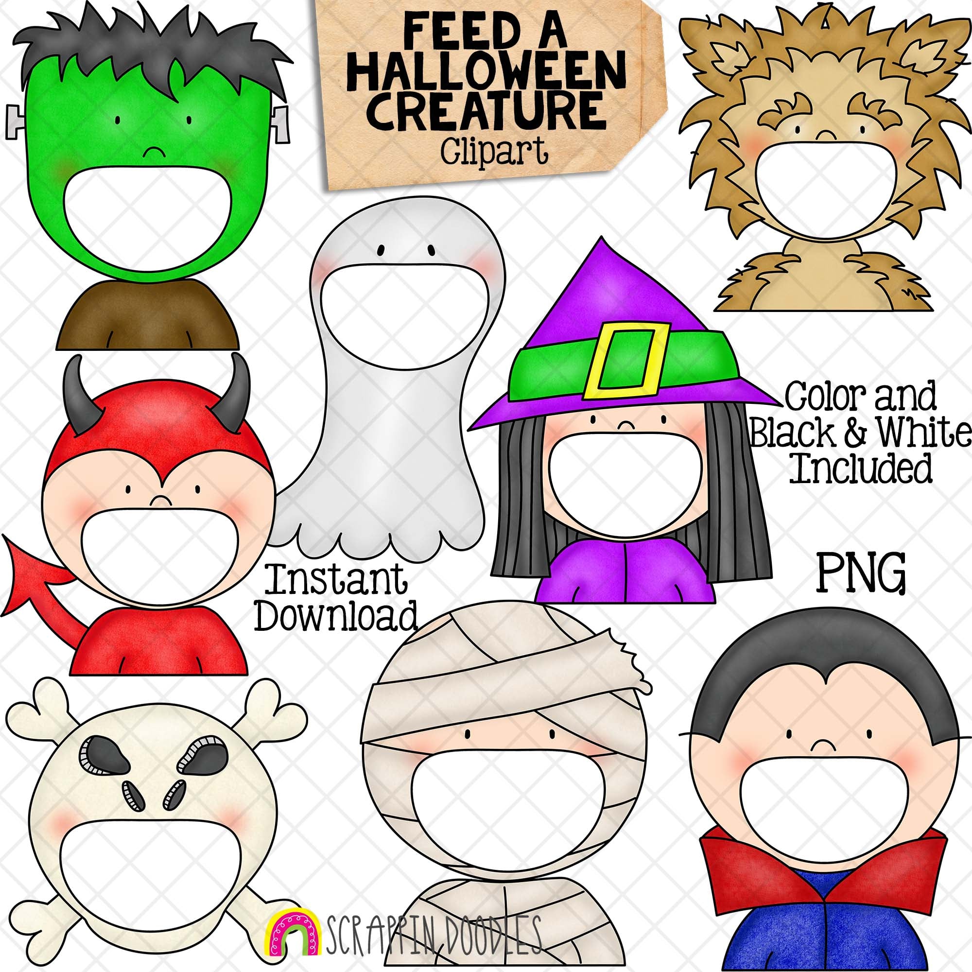 Feed A Halloween Creature ClipArt - Feeding Open Mouth Frankenstein ...