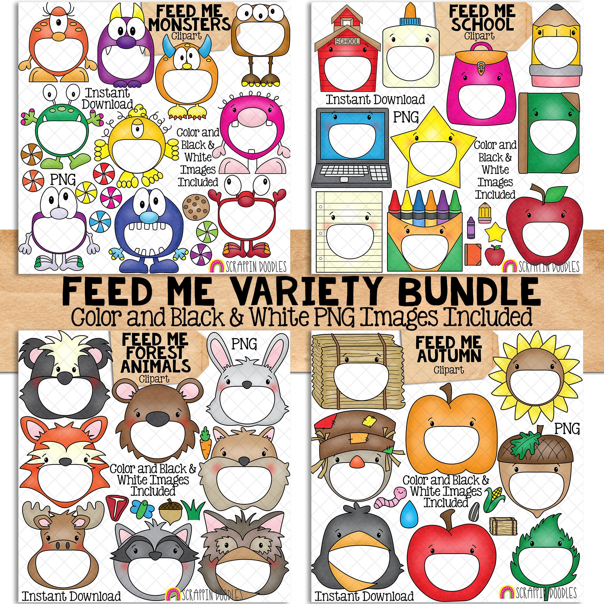 Feed Me Variety ClipArt Bundle - School - Monsters - Autumn - Forest A ...