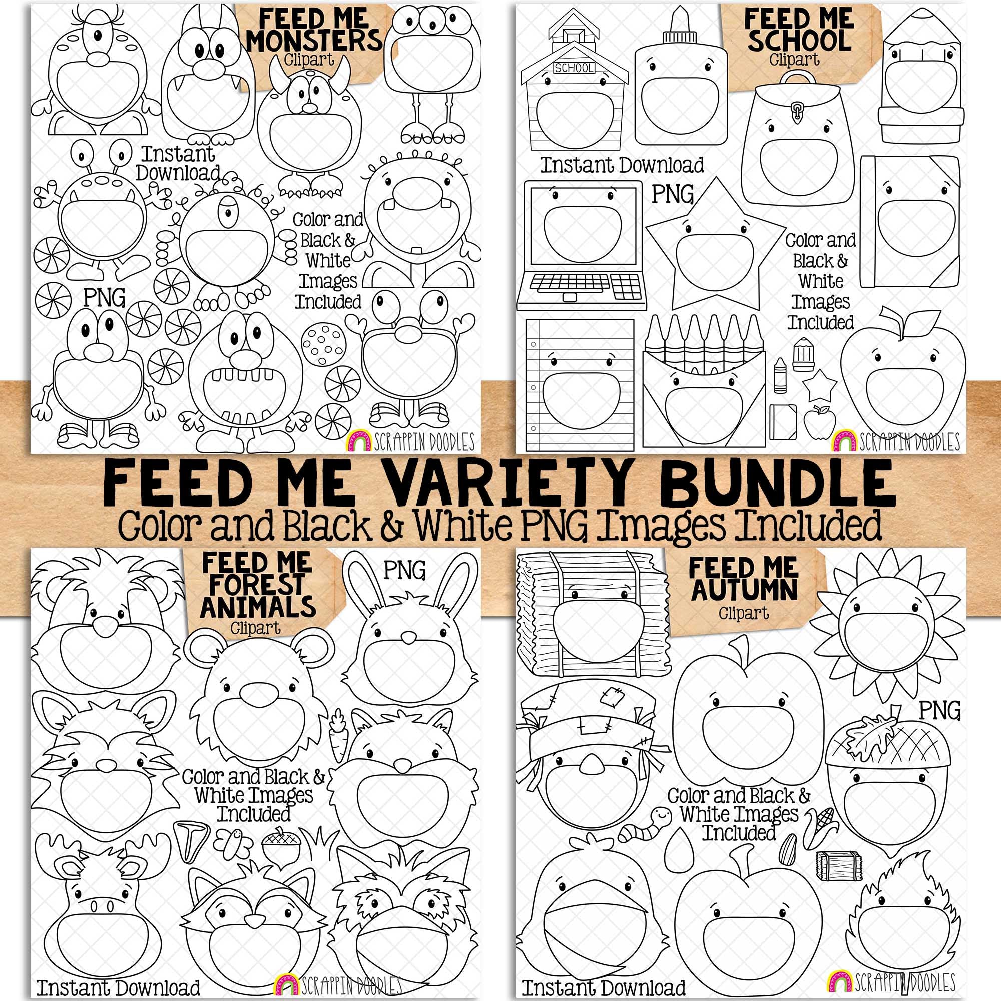 Feed Me Variety ClipArt Bundle - School - Monsters - Autumn - Forest A ...