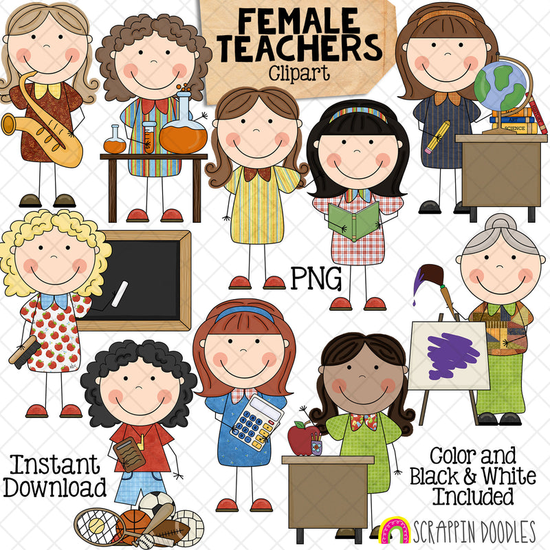 Female Teachers Clip Art - Woman Teaching - Science - Math - Music - L ...