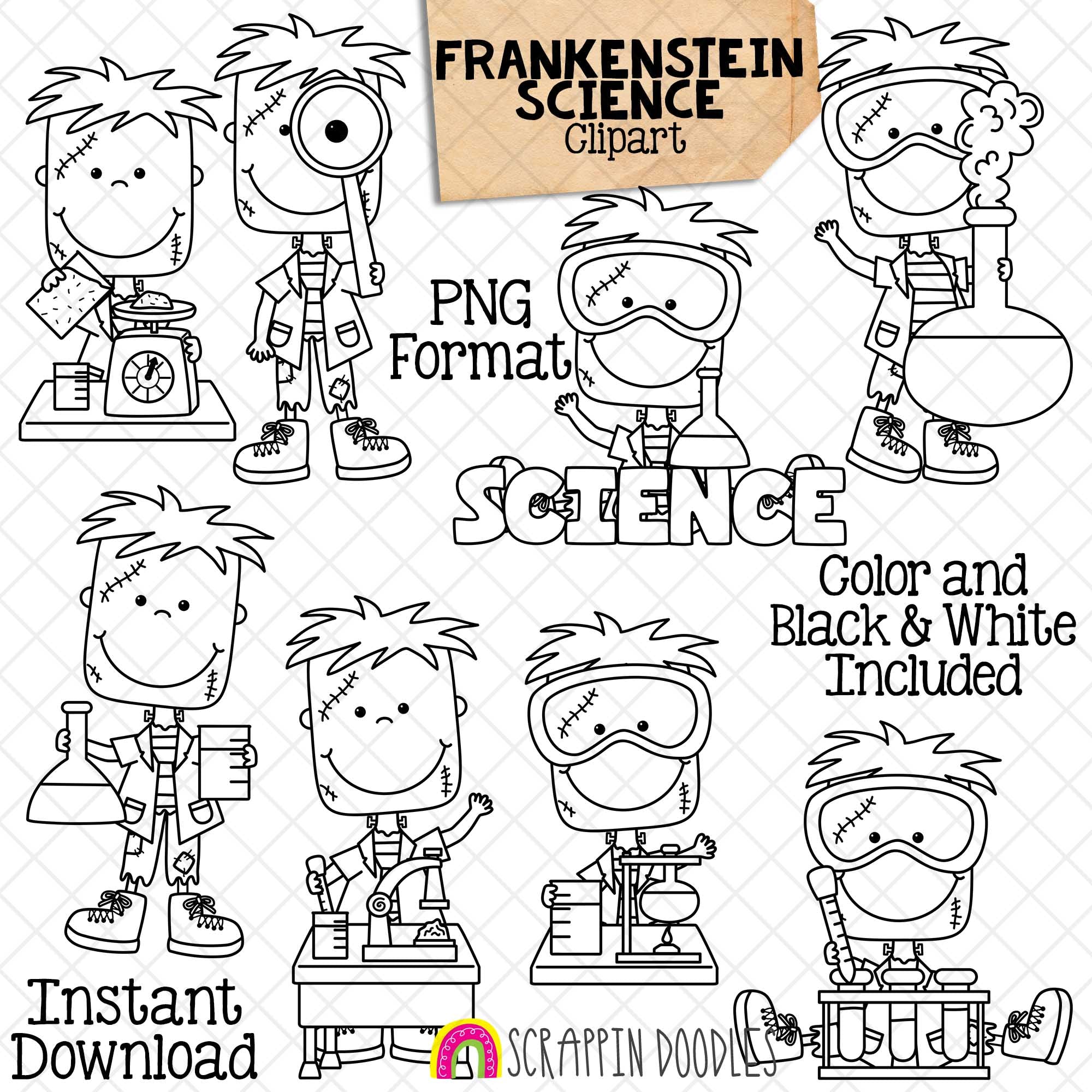 Frankenstein Science Clip Art - Halloween Experiment Clipart - School ...