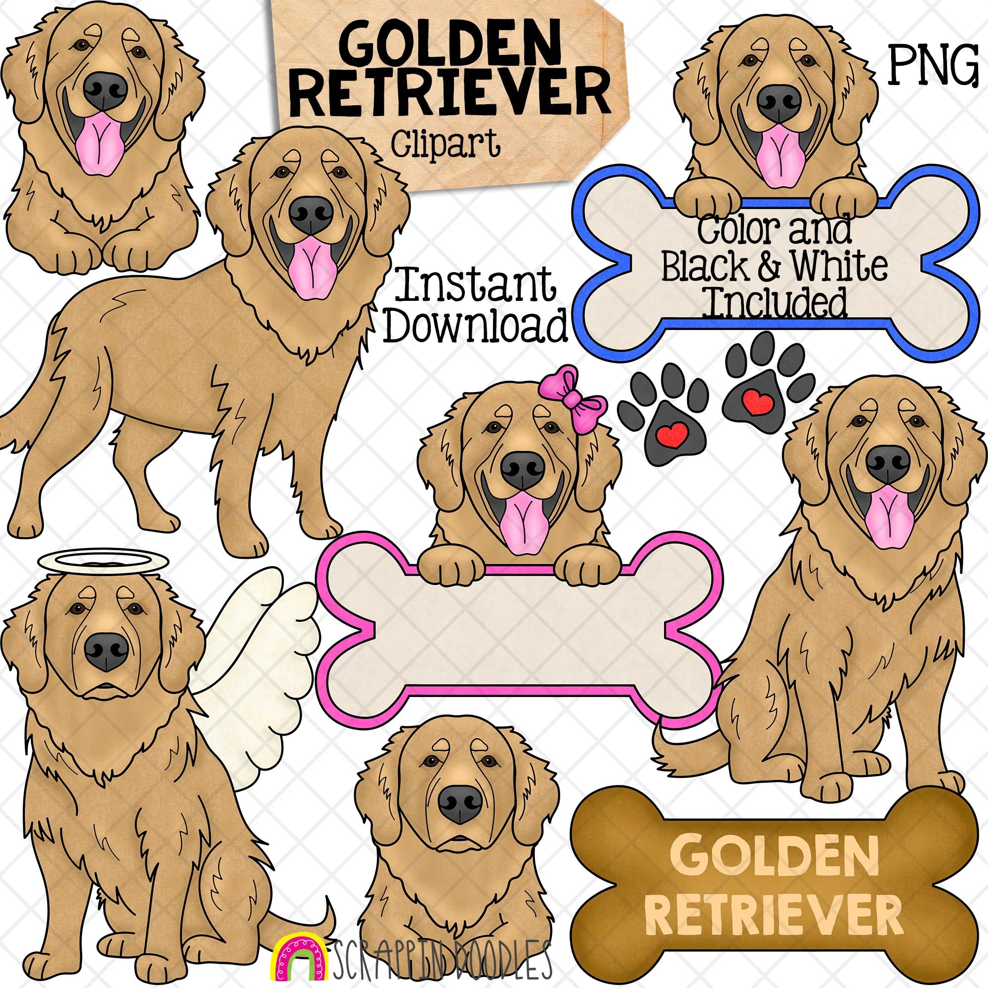 Golden Retriever ClipArt - Labrador Retriever Drawings - Angel Dog - P ...
