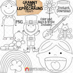 Granny Loves Leprechauns Clip Art - Old Lady Swallowed a Clover - Comm ...