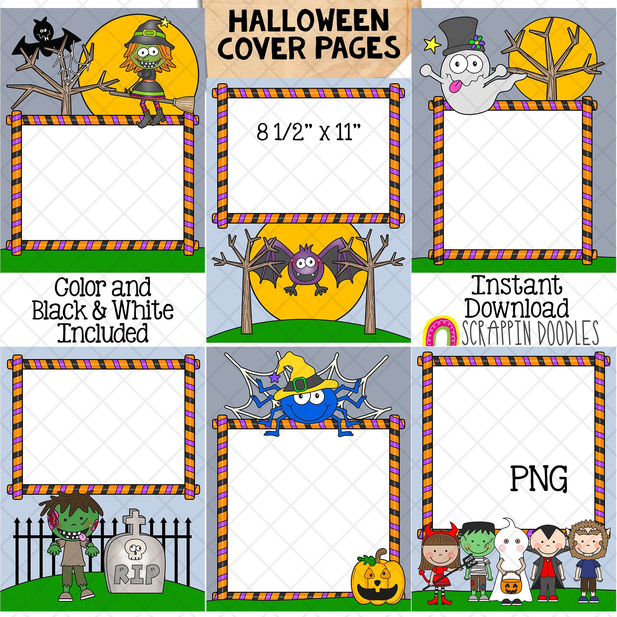 Halloween 8 1/2 x 11 Cover Pages - Printable Halloween Covers - Binder ...