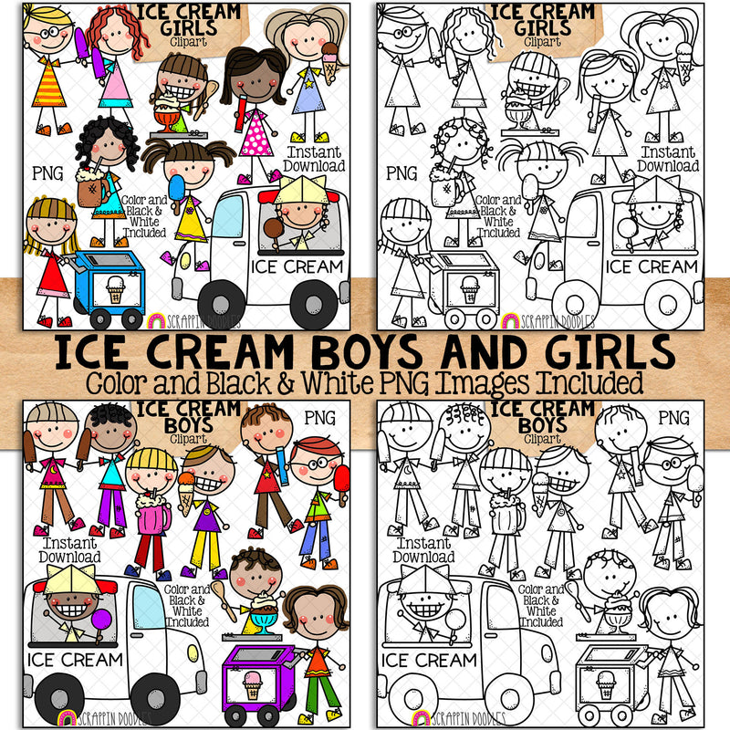 Doodle Kids Clipart Bundle - Doodle Boys and Girls Bundle 1 – Scrappin ...