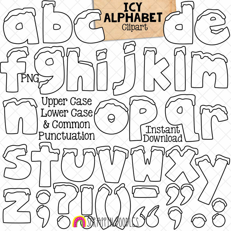 Icy Alphabet ClipArt - Snowy Ice Letters Clip Art - Numbers - Math Sig ...