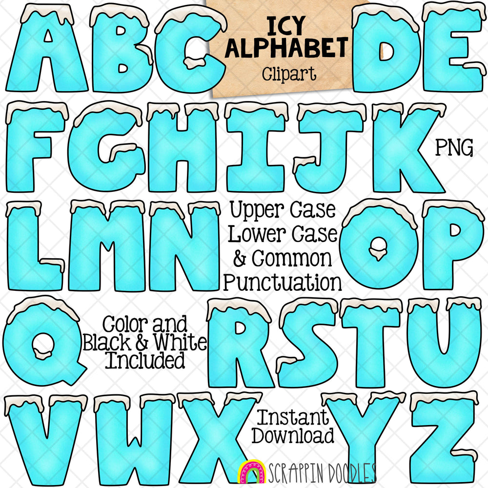 Icy Alphabet ClipArt - Snowy Ice Letters Clip Art - Numbers - Math Sig ...