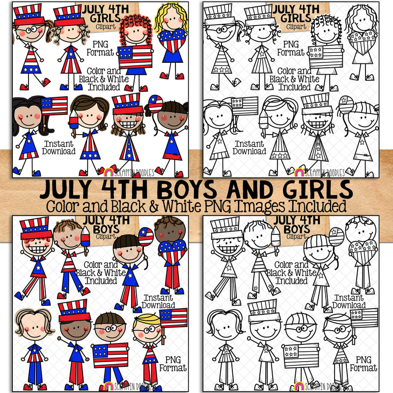 Doodle Kids Clipart Bundle - Doodle Boys and Girls Bundle 1 – Scrappin ...