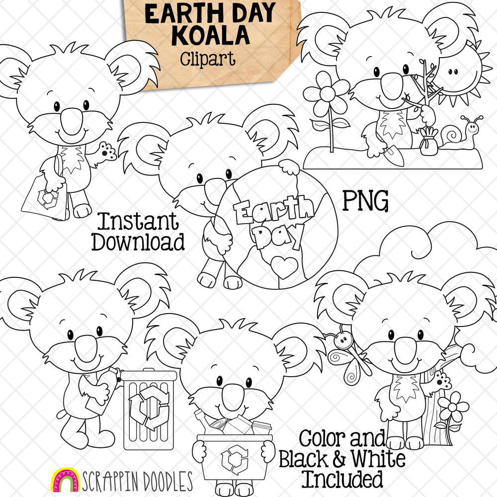 Koala ClipArt - Cute Earth Day Environment Koala Bears Graphics - Comm ...