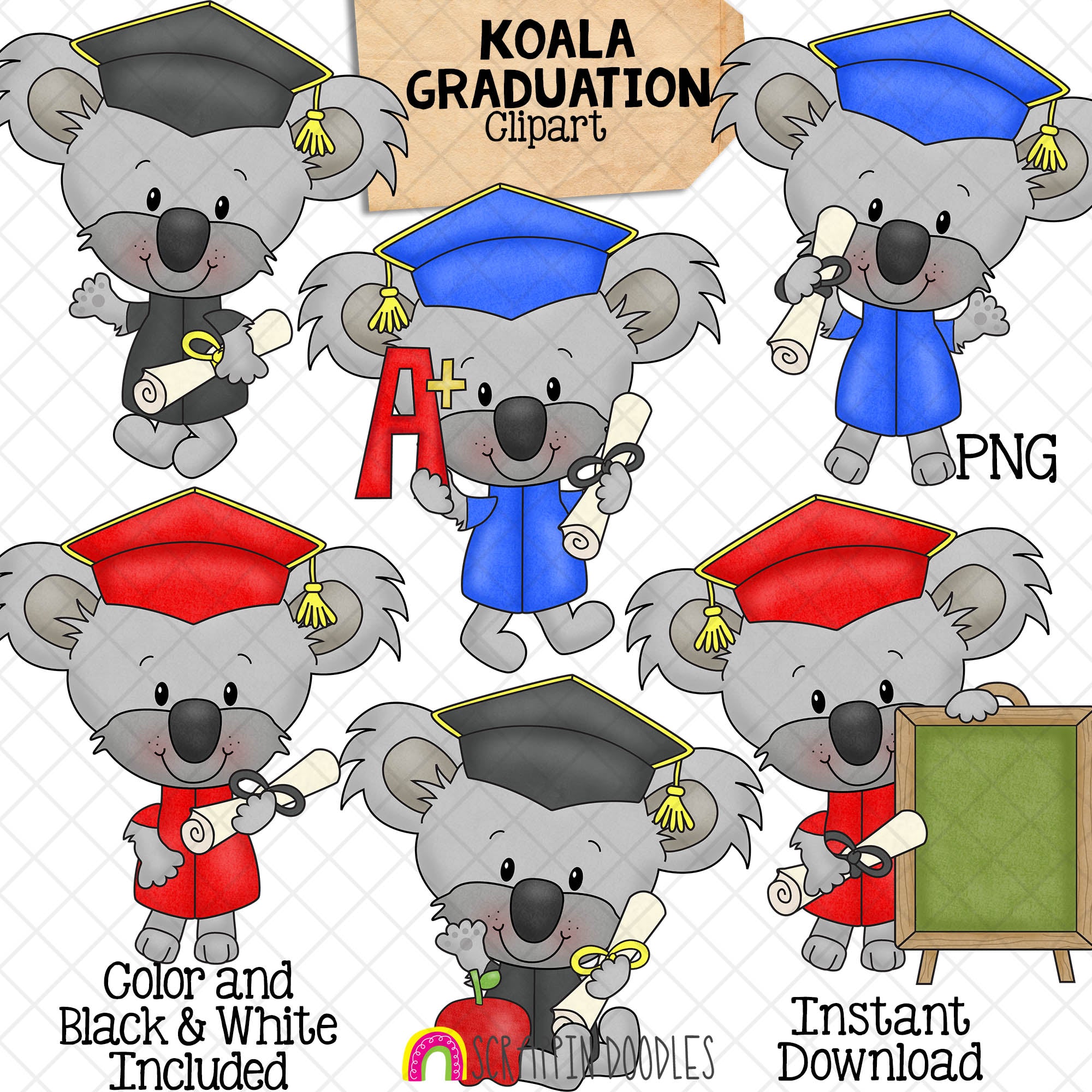 Koala ClipArt Bundle - Koala Bears Graphics - Commercial Use PNG ...