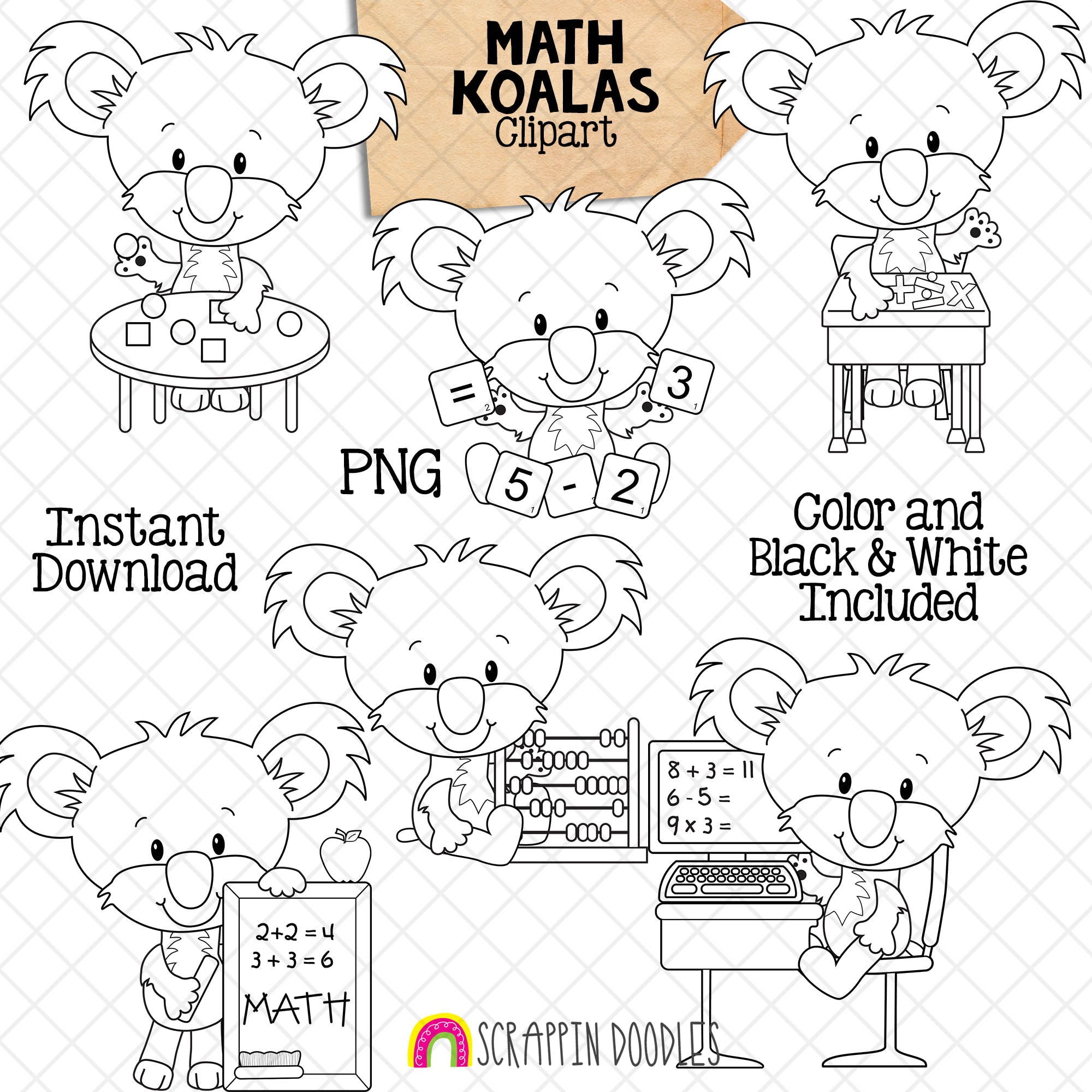 Koala ClipArt - School Math Koala Bears Graphics - Commercial Use PNG ...